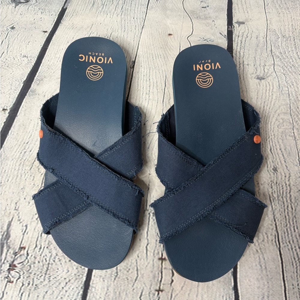 Vionic Beach Panama Flip Flop Sandals Blue Size 8 - Gem